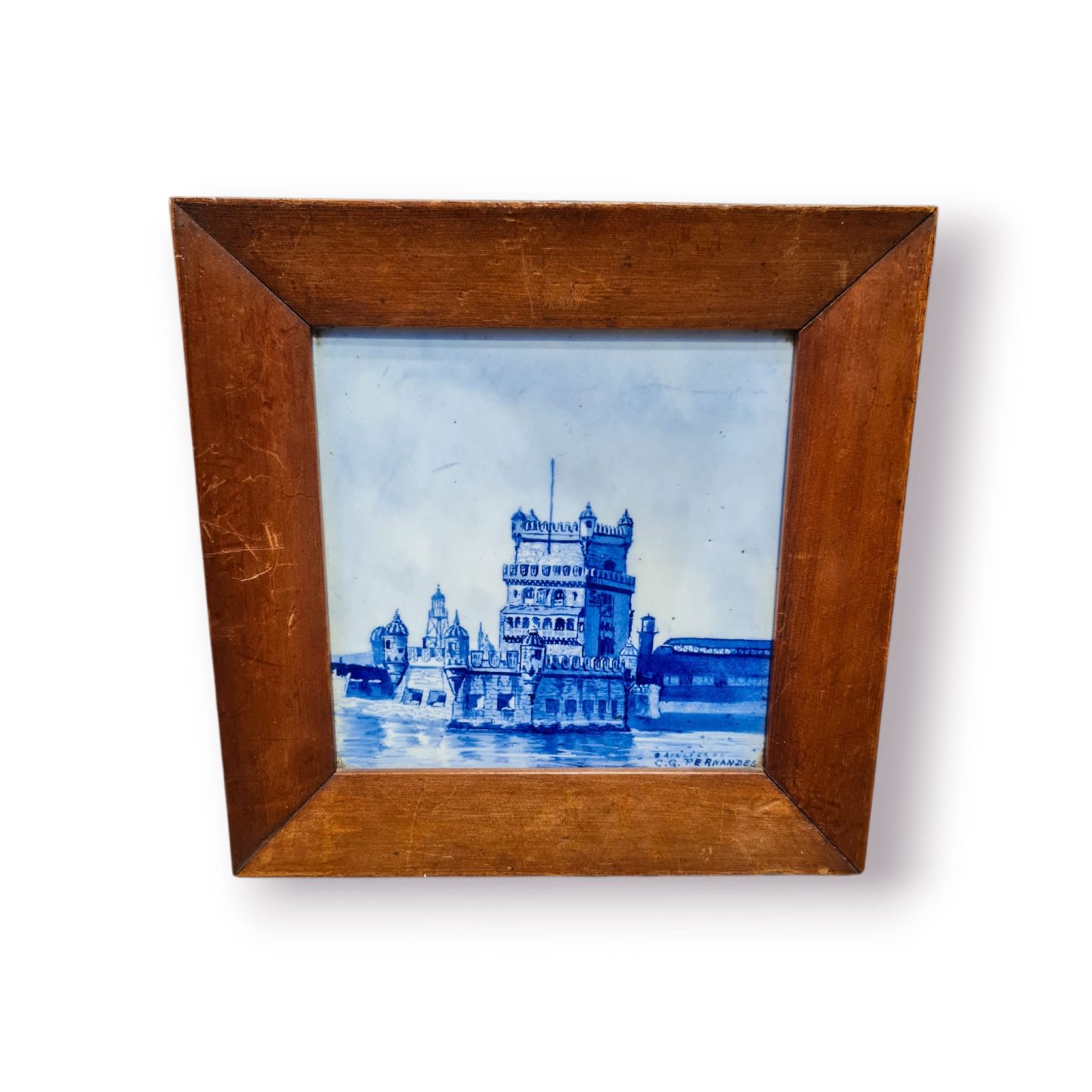 Painel Azulejo c/ Moldura – Torre de Belém (Viuva Silva Fernandes, Lisboa, séc. XX) – Back2Life.pt