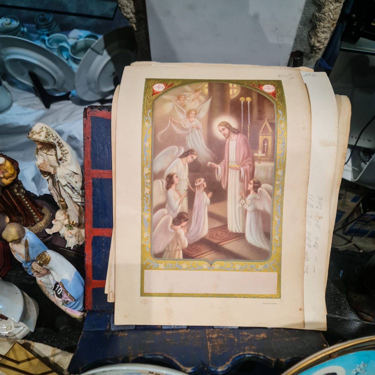 Imagem Religiosa Antiga – Primeira Comunhão com Anjos | JHS ...